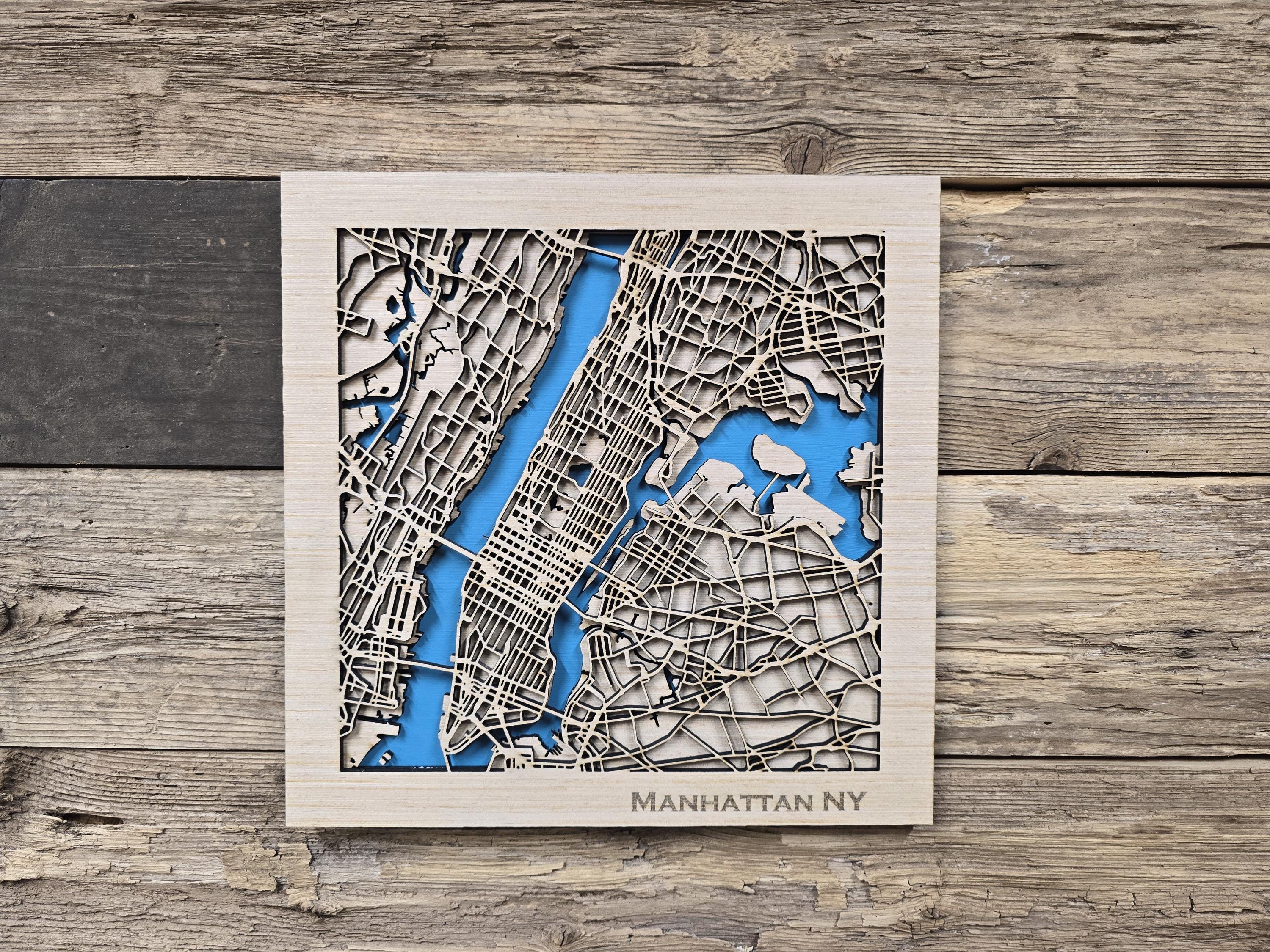 Manhattan Layered Map Svg File, City Map Svg, Laser Cut Map Svg ...