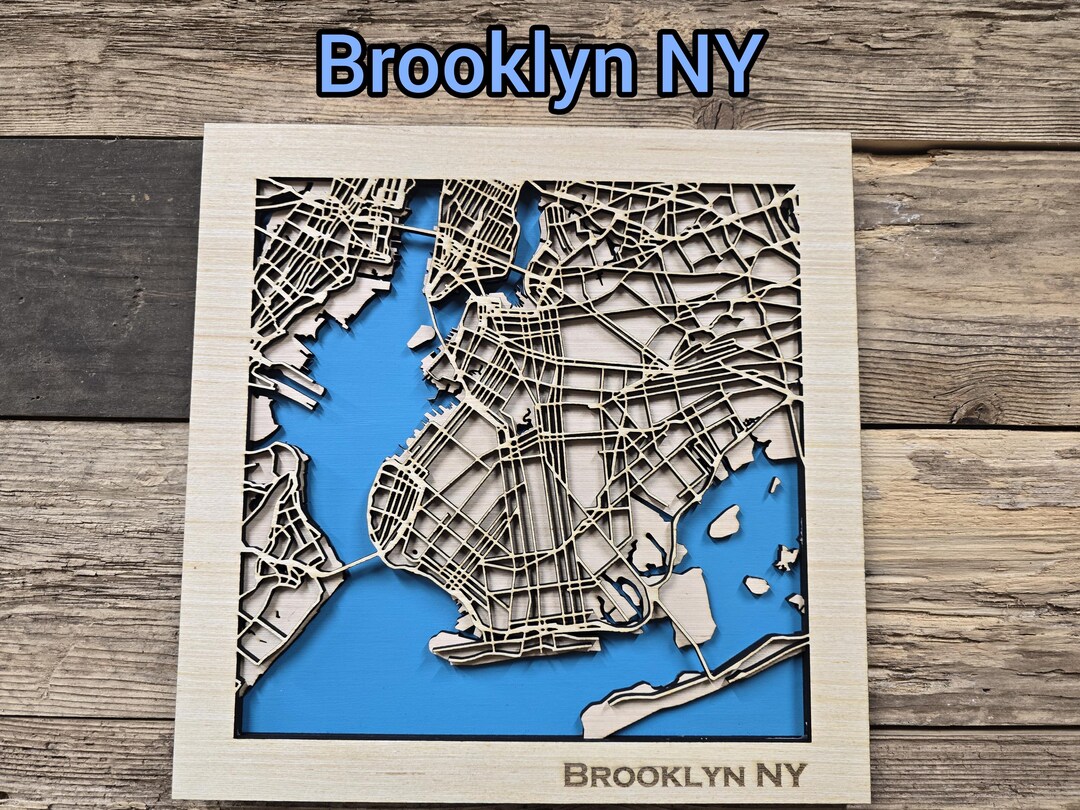 Brooklyn NY Svg File, Brooklyn Layered Wood Map File, Laser Map File ...