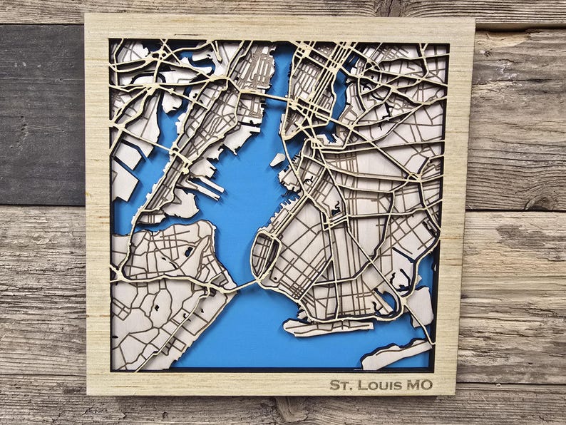 St. Louis Laser Map Svg File, 3d St. Louis Map File, Wooden City Map ...