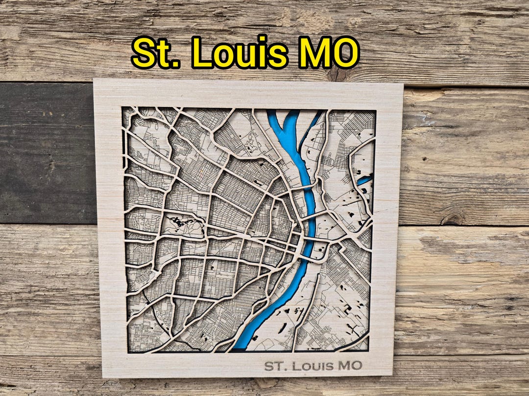 St. Louis Laser Cut Wood Map: 3D Layered City Design (SVG File) - Etsy ...