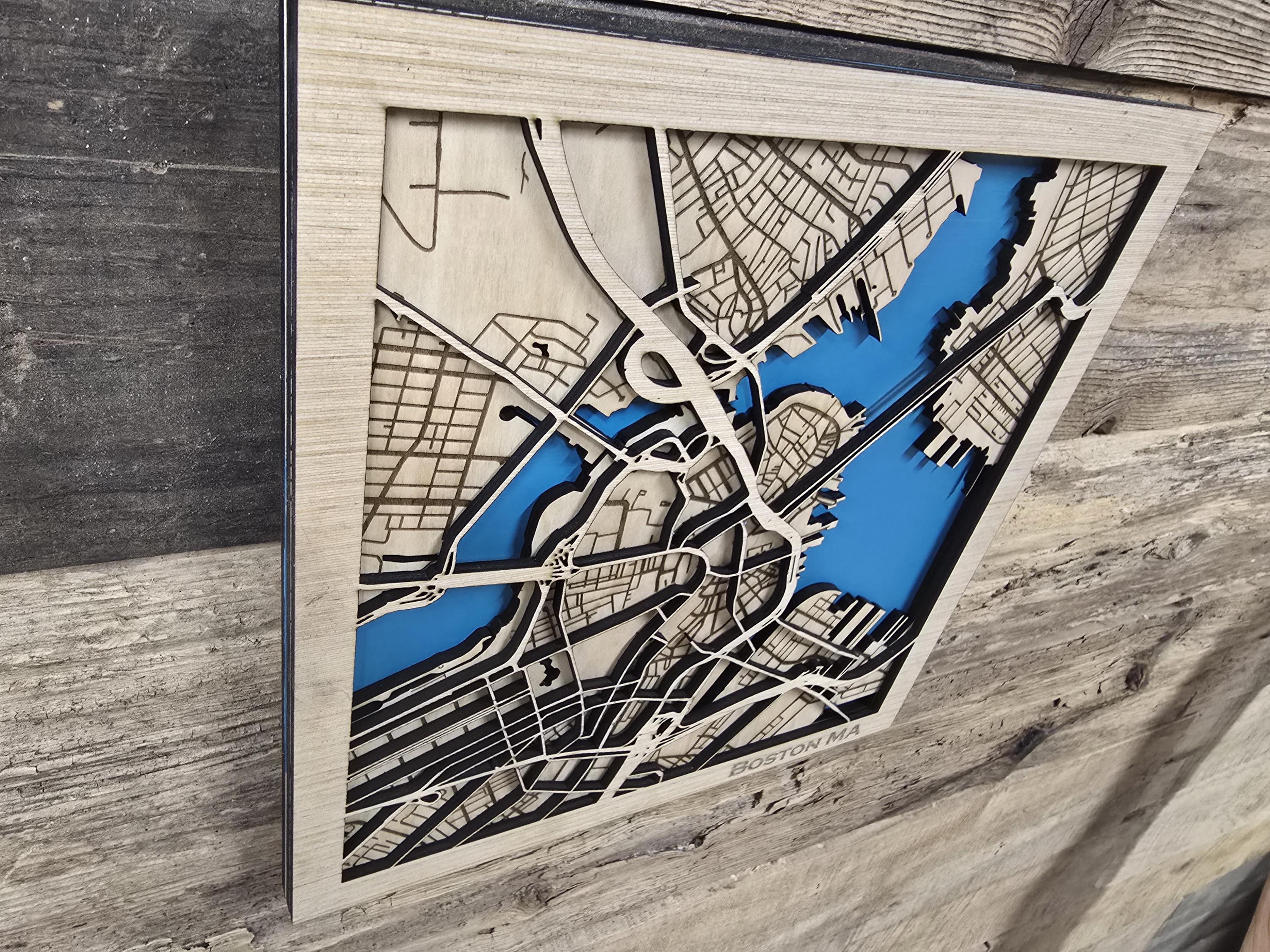 Boston Laser Cut Map SVG File: 3-layer City Design (digital Download ...