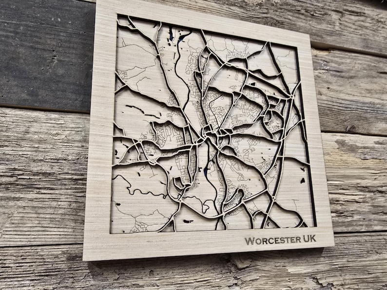 Worcester United Kingdom Layered Map SVG Laser Cutting File (digital ...