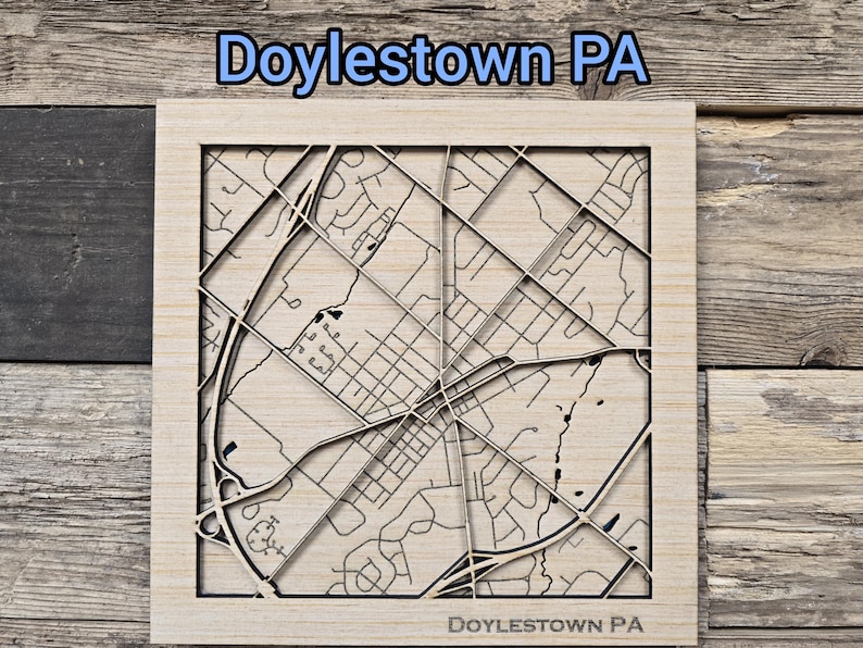 Doylestown Pennsylvania Layered Wood Map SVG File (digital Download) - Etsy
