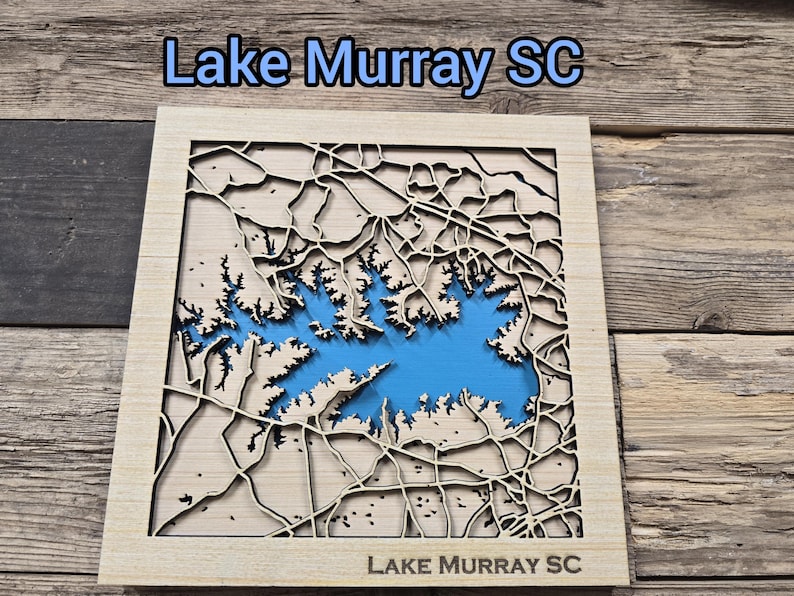 Lake Murray Map Svg File, Layered Lake Murray Map Svg, 3d Layered Lake ...