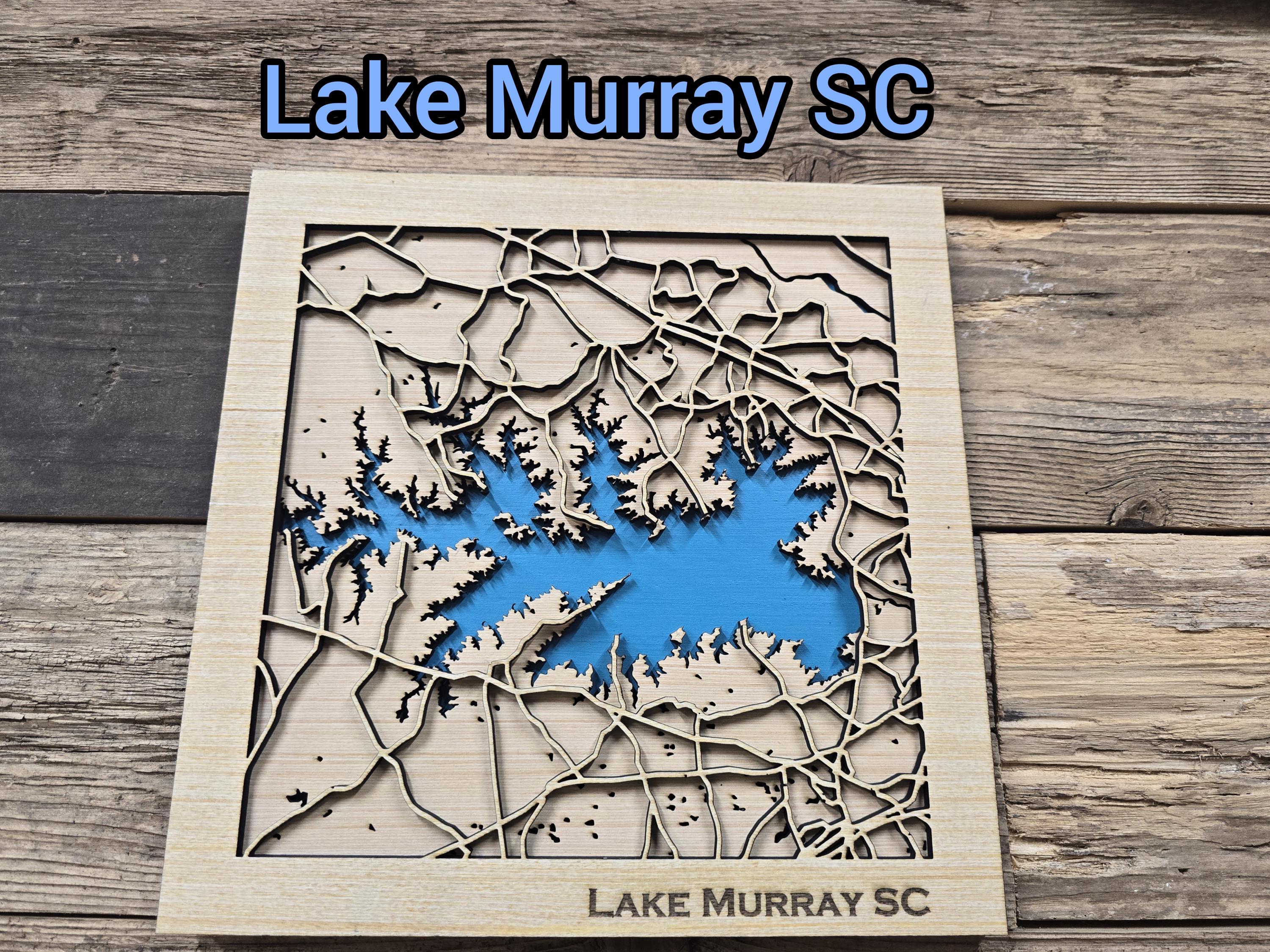 Lake Murray Map Svg File, Layered Lake Murray Map Svg, 3d Layered Lake ...