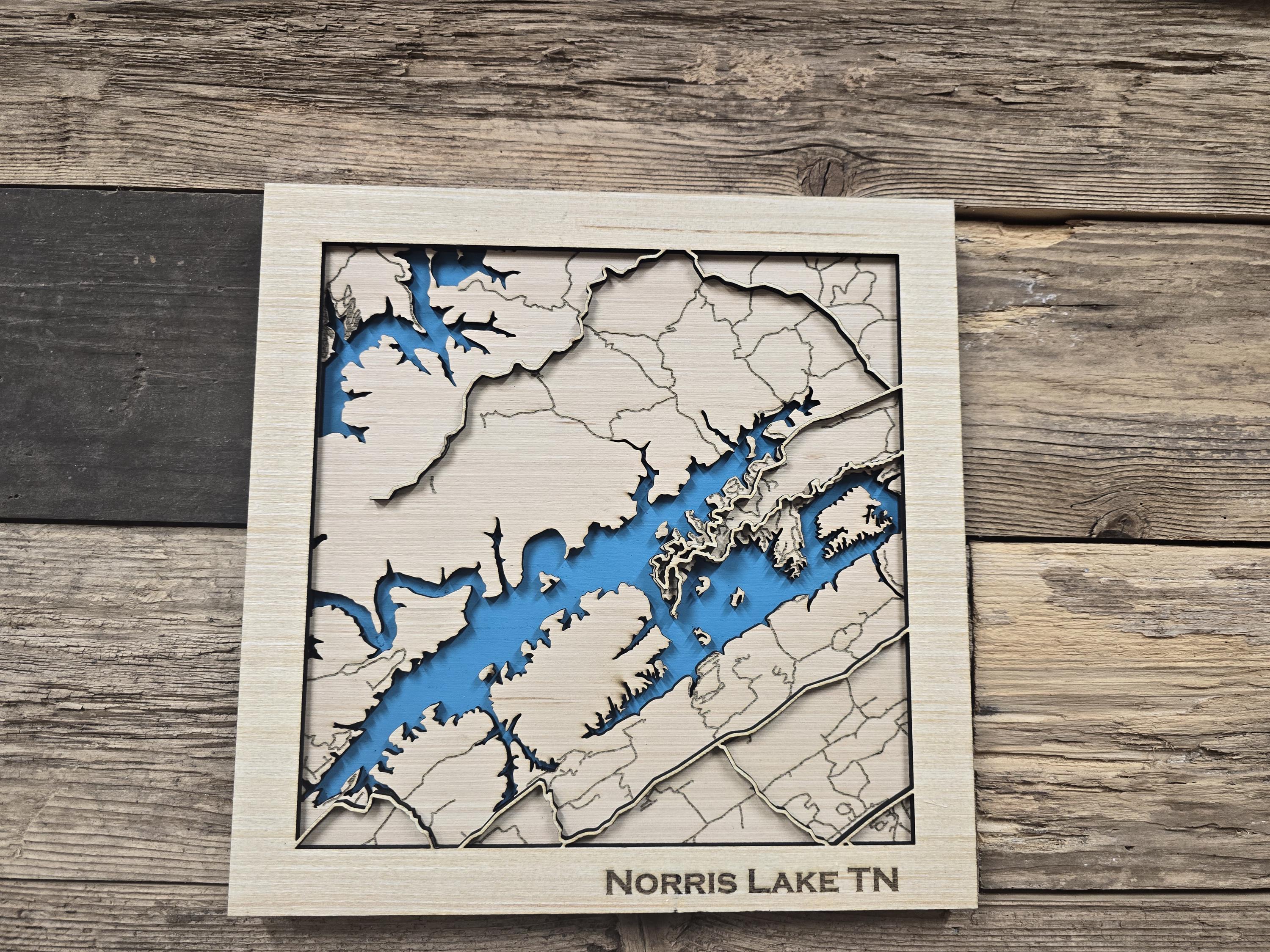 Norris Lake Map Svg File, Layered Lake Map Svg, Norris Lake TN, 3d Lake ...