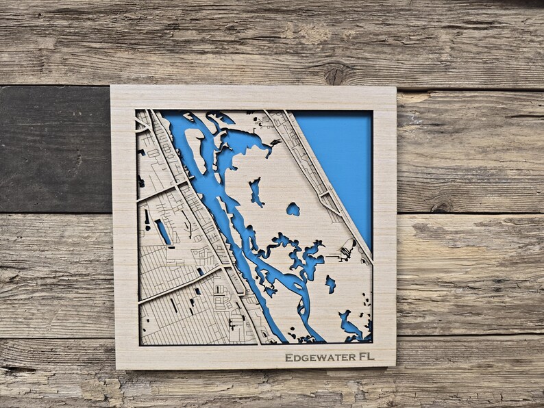 Edgewater FL Layered Map SVG File: Laser Cut Wood Map (digital Download ...