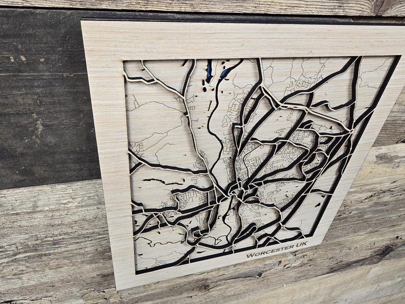 Worcester United Kingdom Layered Map SVG Laser Cutting File (digital ...