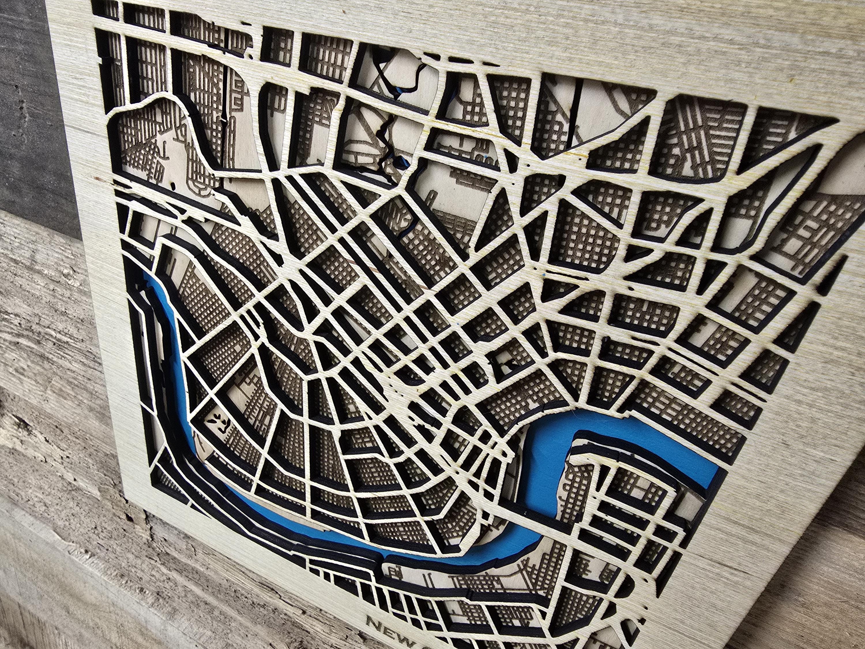 New Orleans Layered Wood Map: Laser Cut Cityscape (SVG Digital Download ...