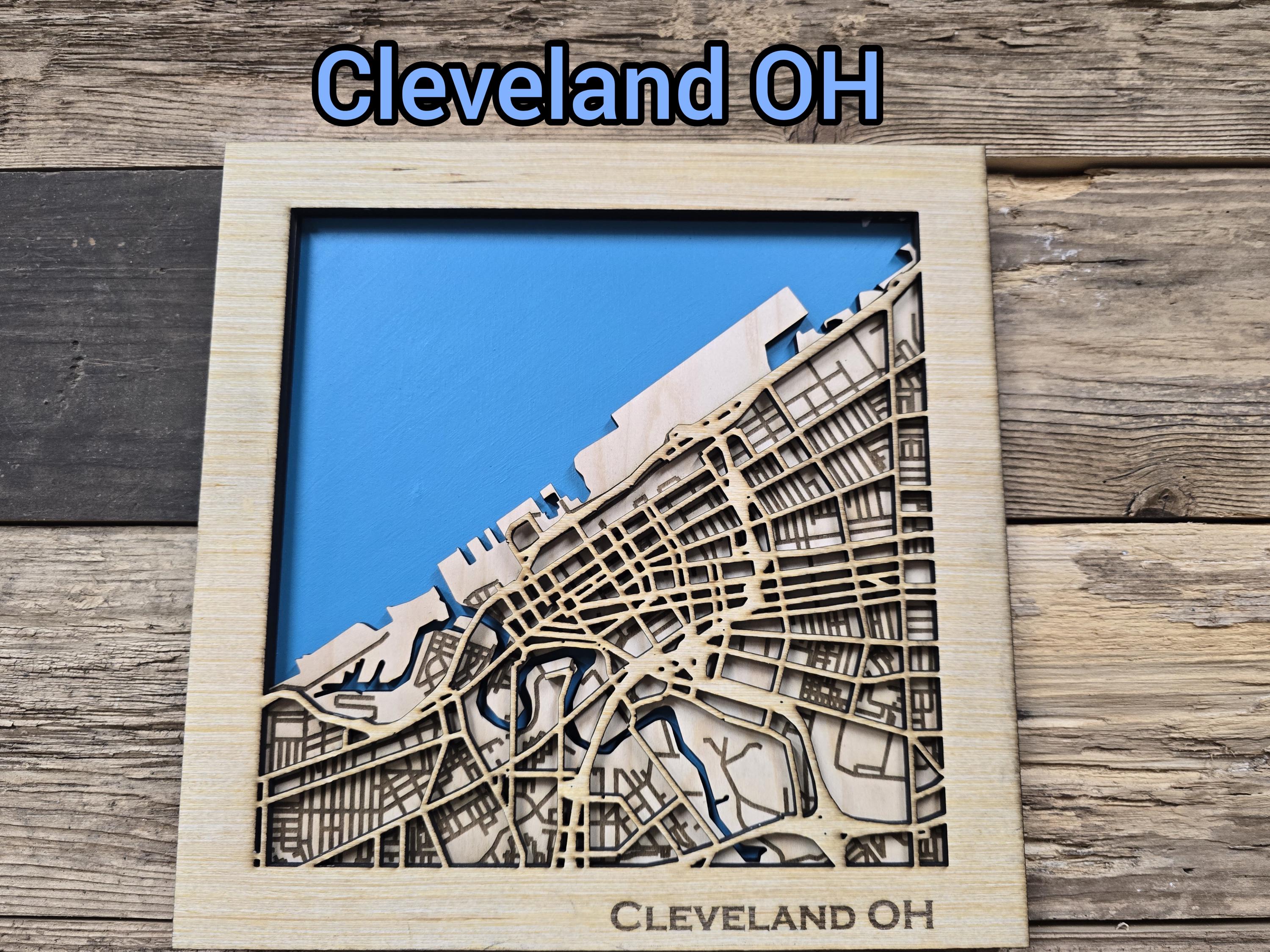 Cleveland Ohio Layered Map SVG File: Laser Cut City Map (digital ...