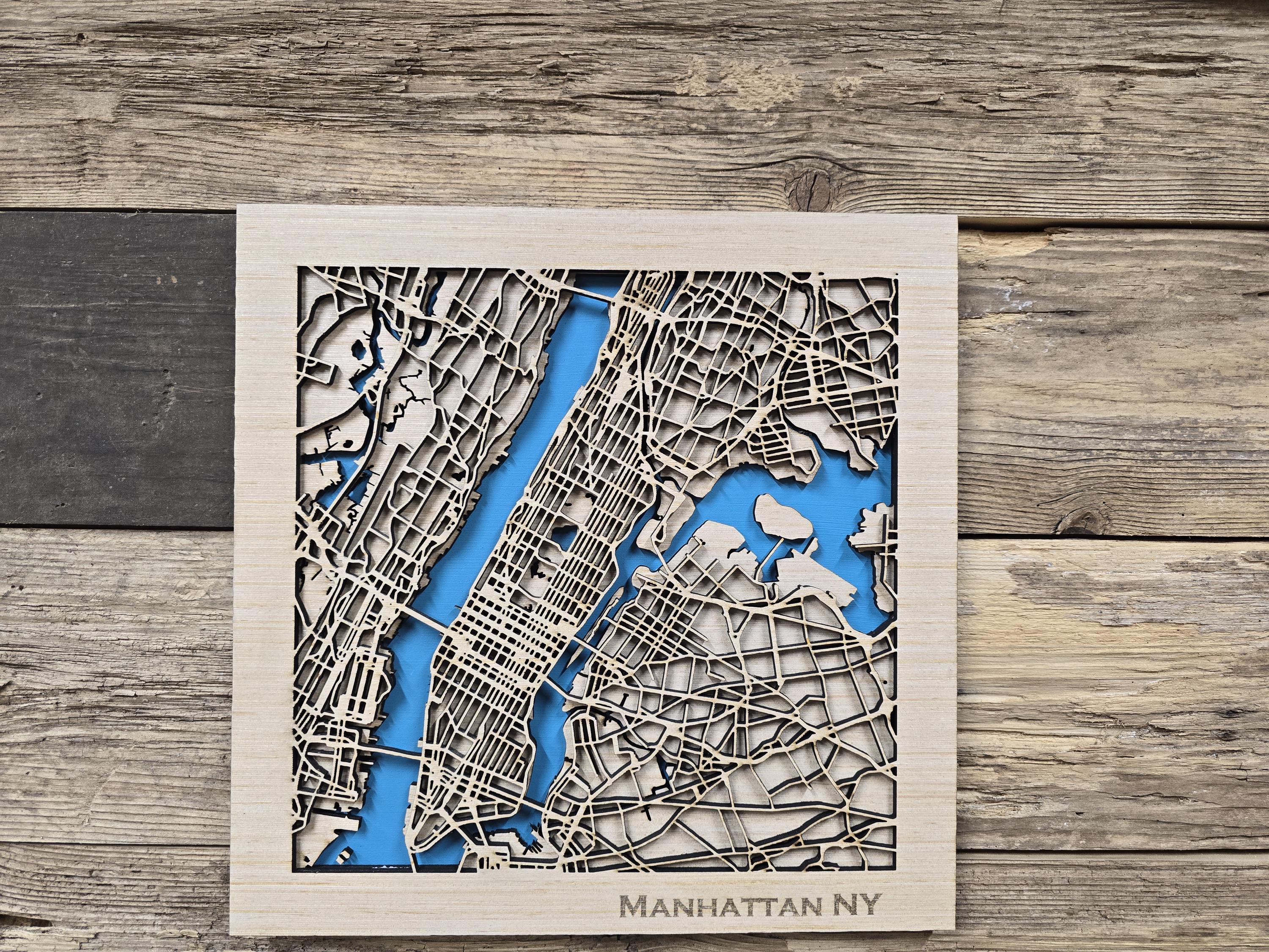 Manhattan Layered Map Svg File, City Map Svg, Laser Cut Map Svg ...