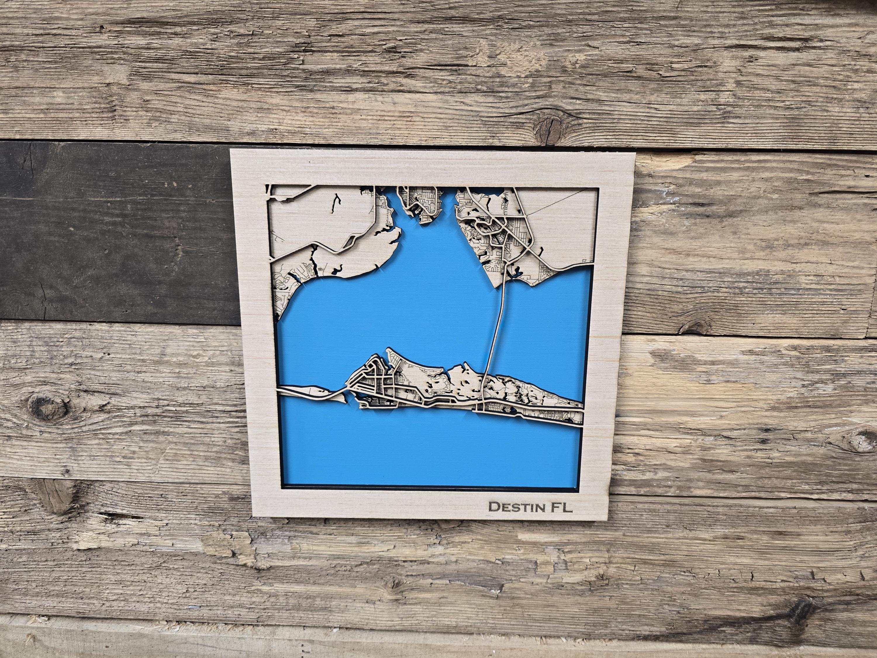 Destin Florida Layered Map SVG File: Laser Cut Wood Map (digital ...