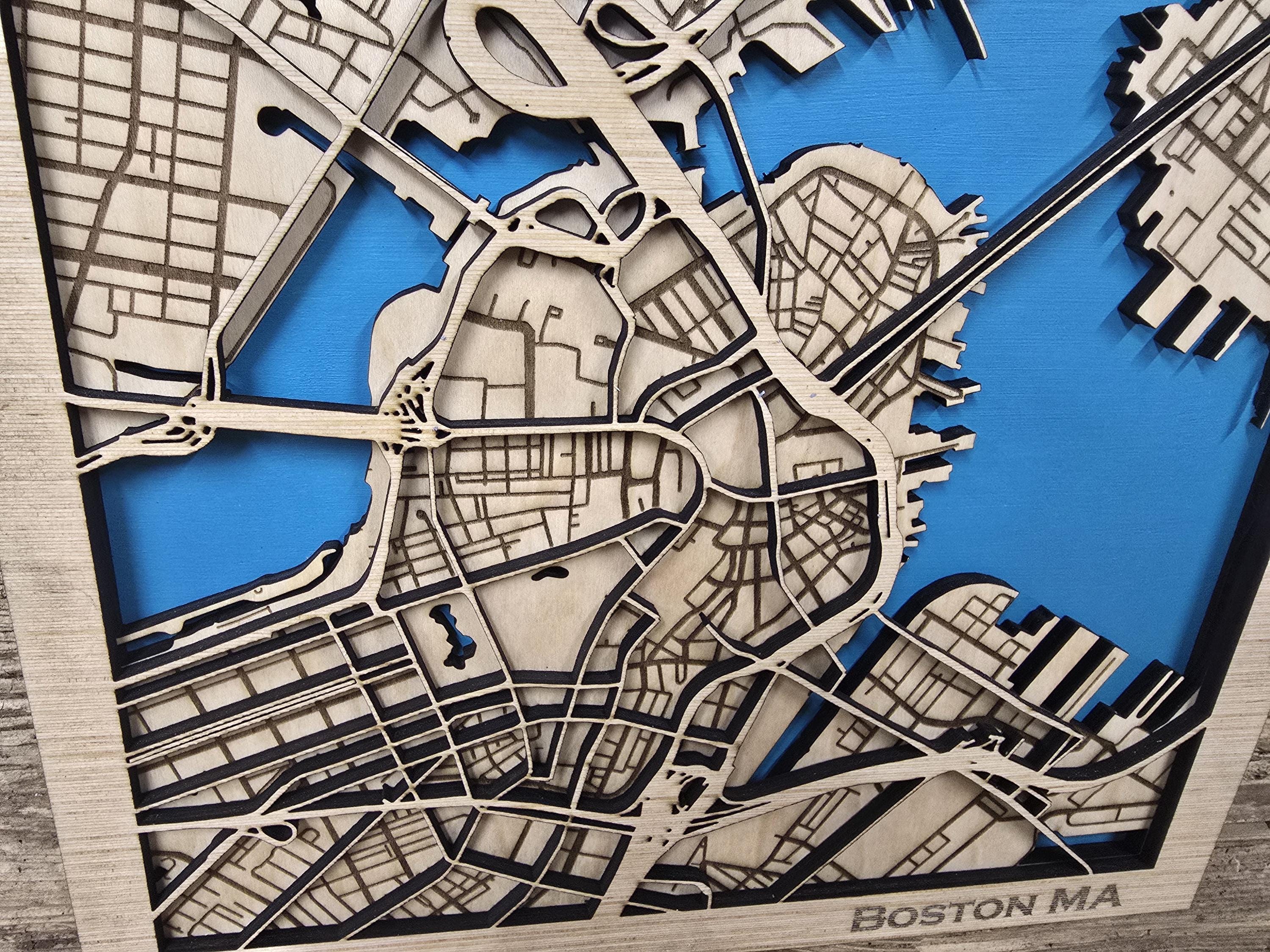 Boston Laser Cut Map SVG File: 3-layer City Design (digital Download ...