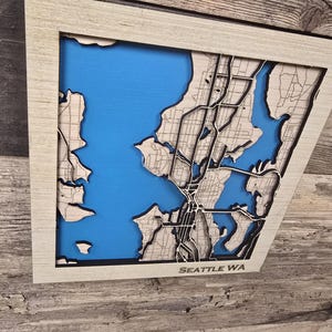 Seattle Layered Map Svg File, Seattle WA Layered City Map File, Wooden ...