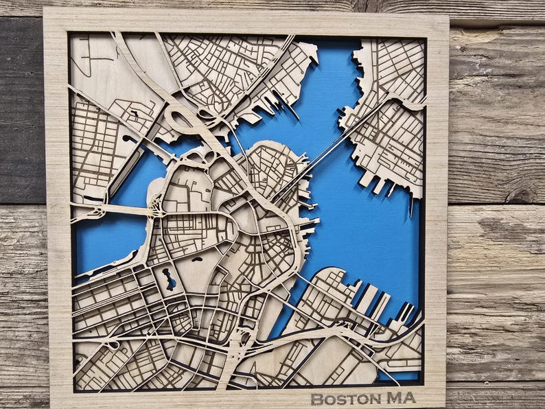 Boston Laser Cut Map SVG File: 3-layer City Design (digital Download ...