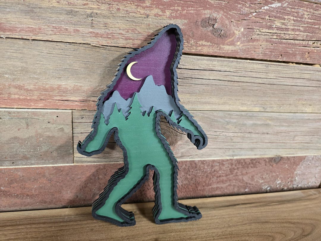 Layered Bigfoot SVG File: Forest & Mountain Laser Cut (digital Download ...