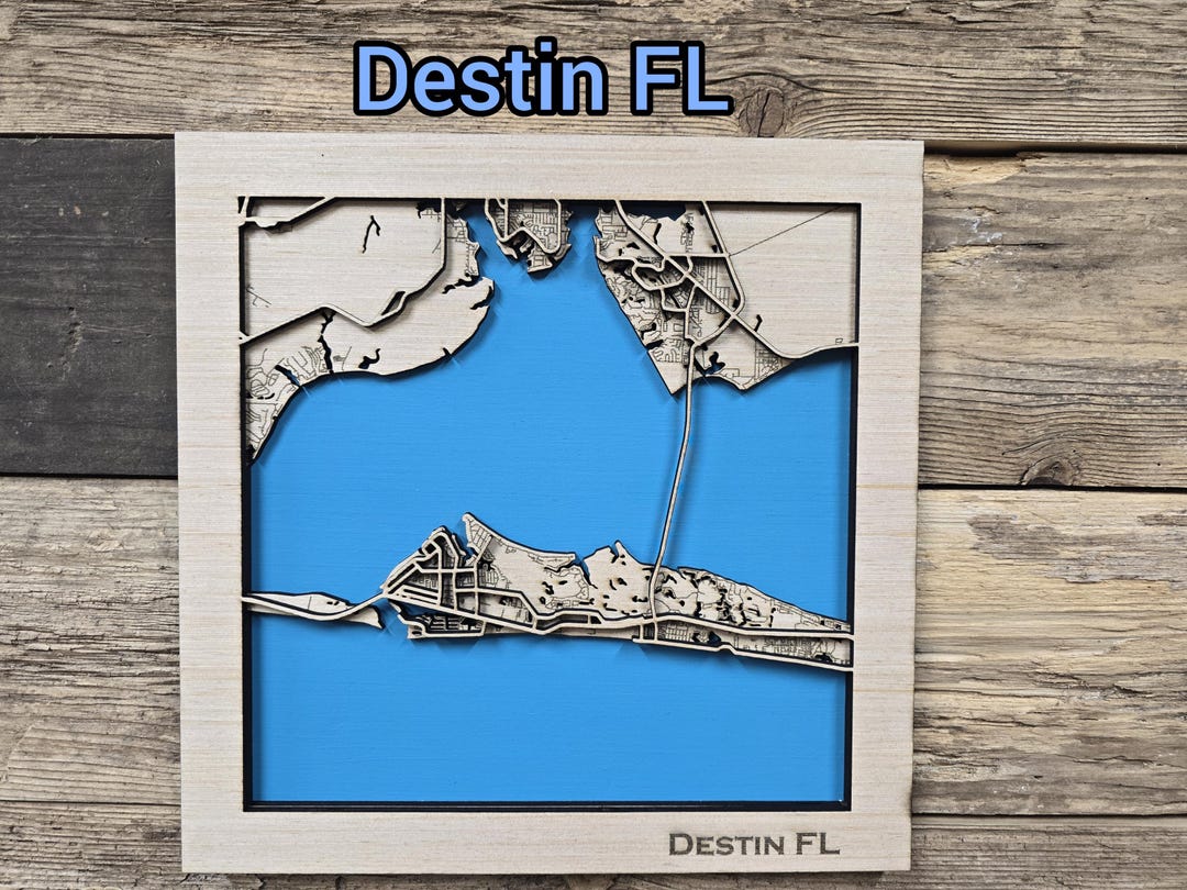 Destin Florida Layered Map Svg File, Destin Laser Cut Svg File, Layered ...