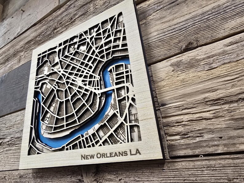 New Orleans Layered Wood Map: Laser Cut Cityscape (SVG Digital Download ...