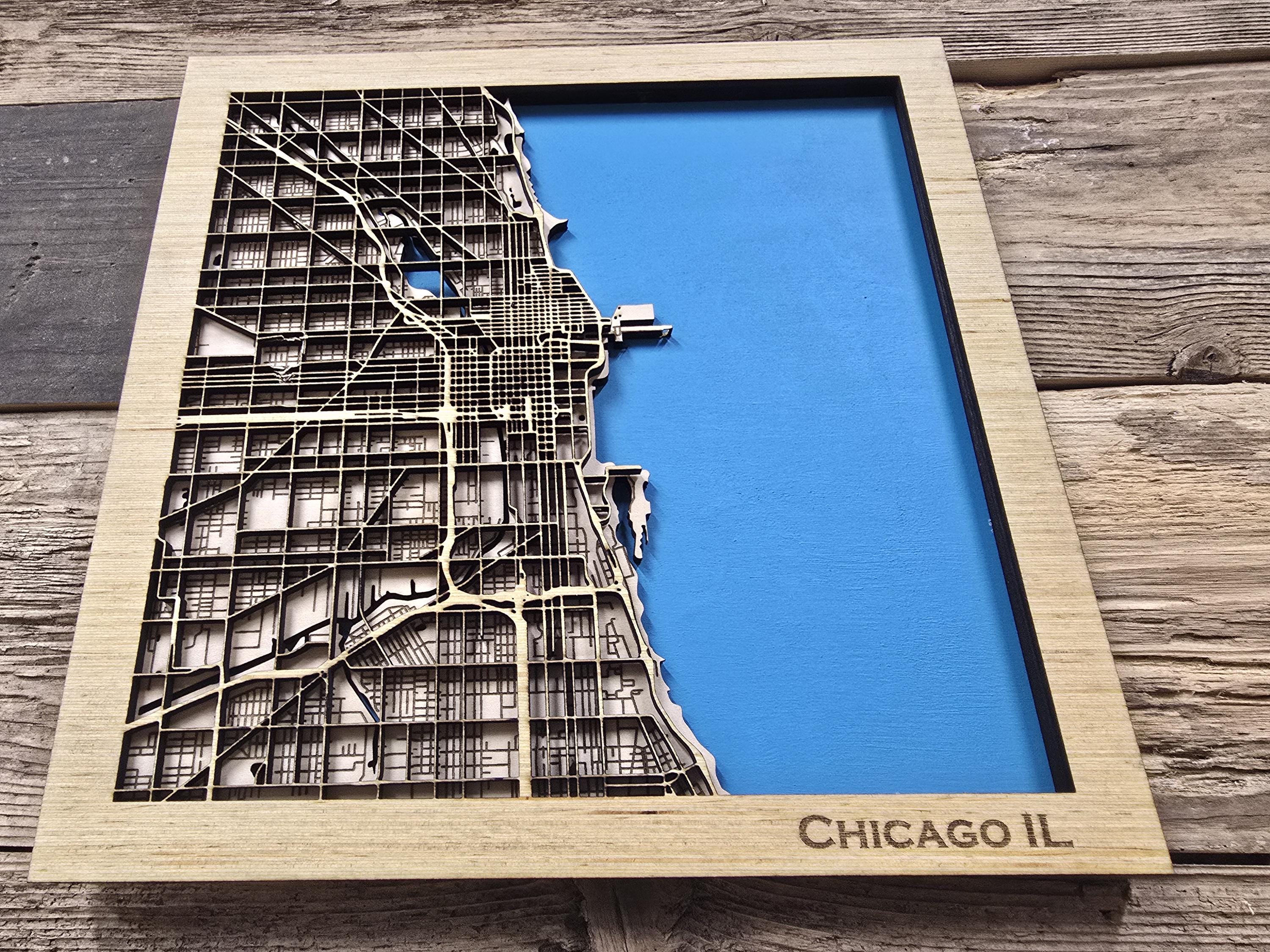Chicago Svg Map File, Chicago Laser Map File, Chicago Wooden Map Svg ...