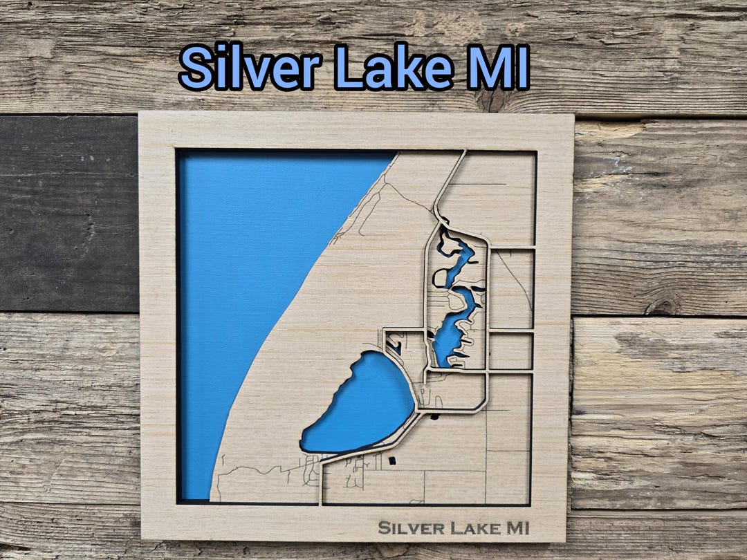 Silver Lake MI Map Svg File, Laser Cut Map Svg, Layered Wood Map File ...