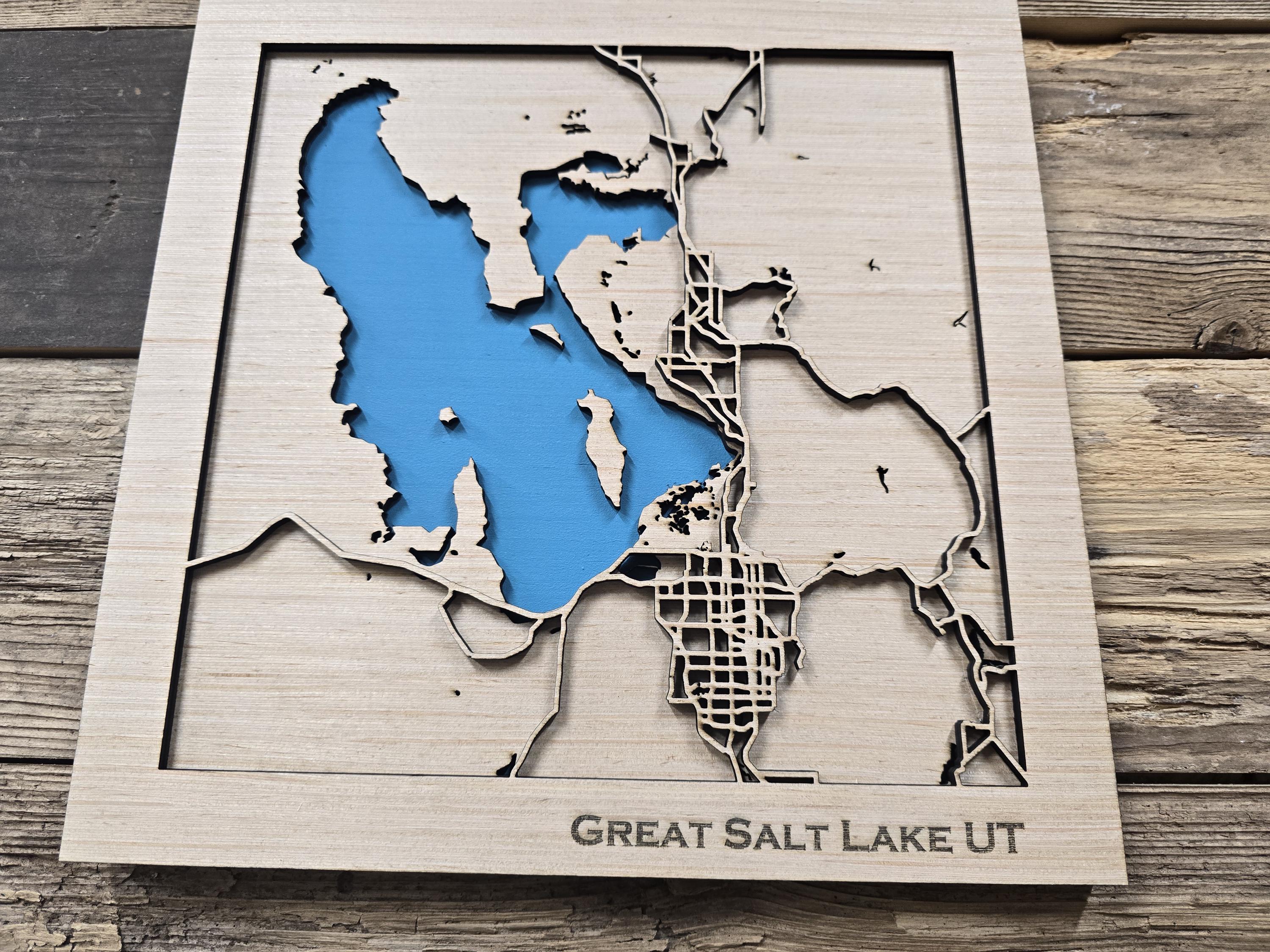 Great Salt Lake Layered Map Svg File, Salt Lake City Layered Map Svg ...