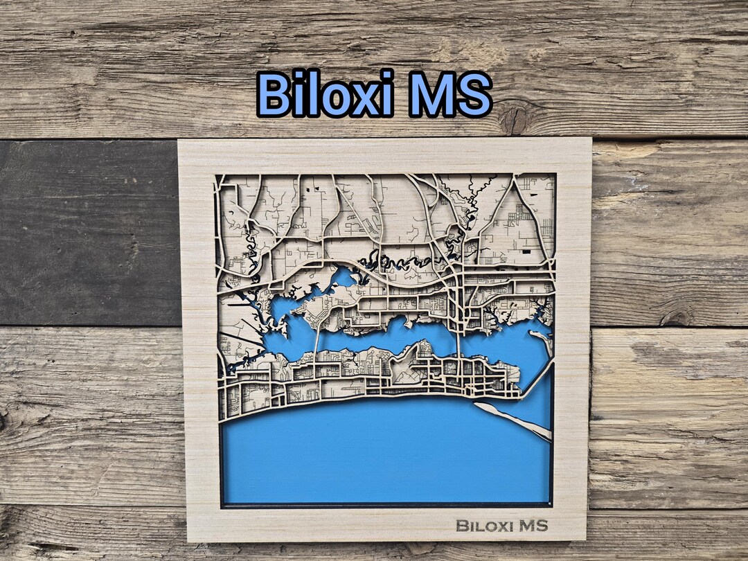 Biloxi Mississippi Layered Map Svg, Layered Wood Map, Laser Cut Map ...