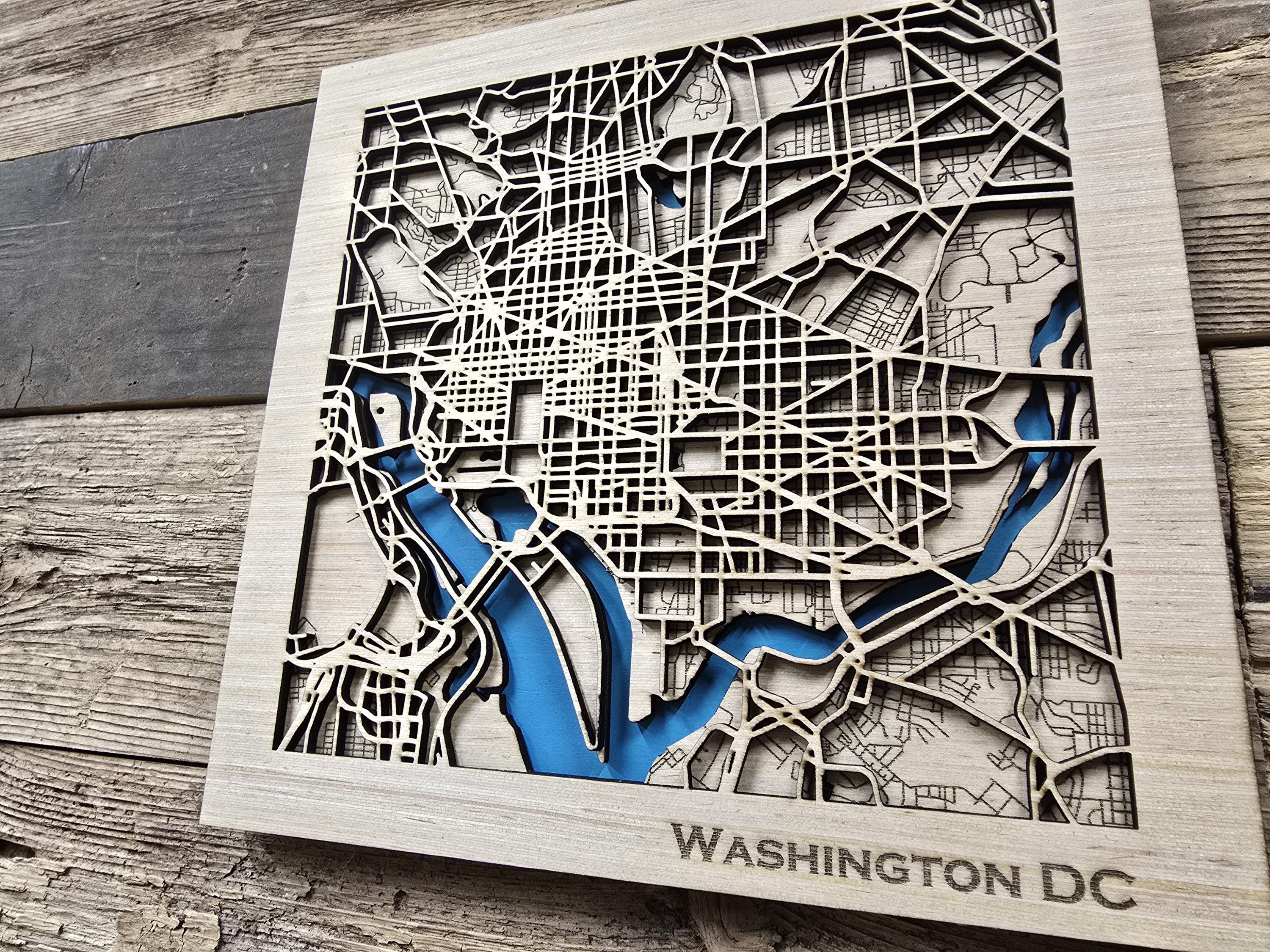 Washington DC Layered Map Svg File, Washington DC Laser Cut Map, Wood ...