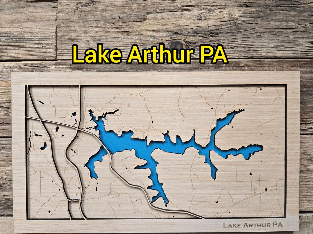 Lake Arthur Pennsylvania Layered Lake Map SVG Laser Cutting File ...