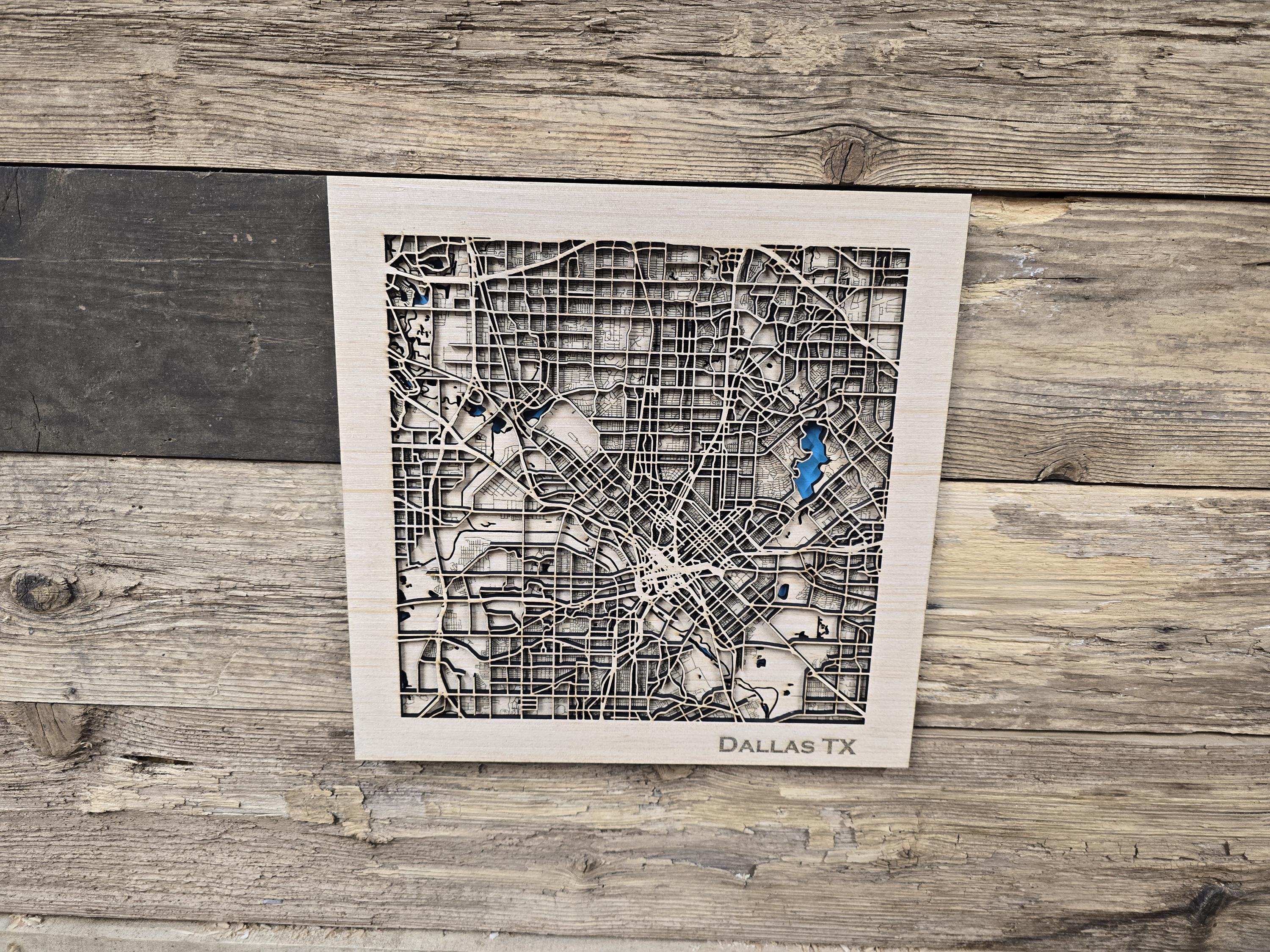 Dallas Texas Layered Map Svg File, Wood Layered Maps, 3d Wooden Map ...