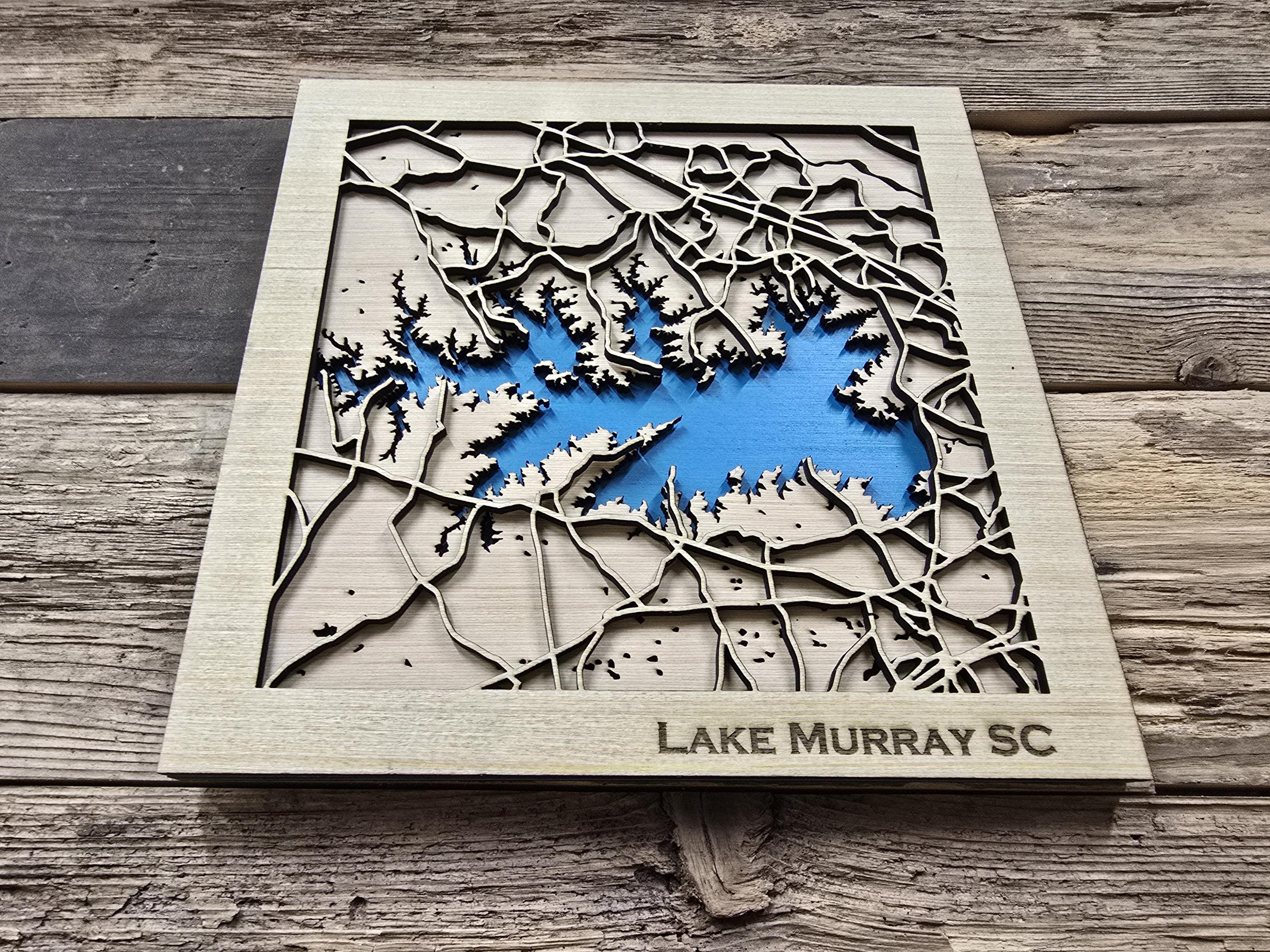 Lake Murray Map Svg File, Layered Lake Murray Map Svg, 3d Layered Lake ...