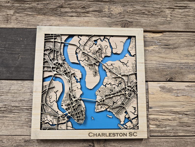 Charleston South Carolina 3D Wood Map SVG File (digital Download) - Etsy