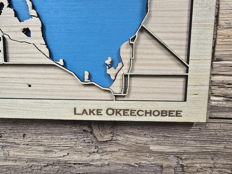 Lake Okeechobee Layered Map SVG File: Laser Cut 3D Wood Map (digital ...