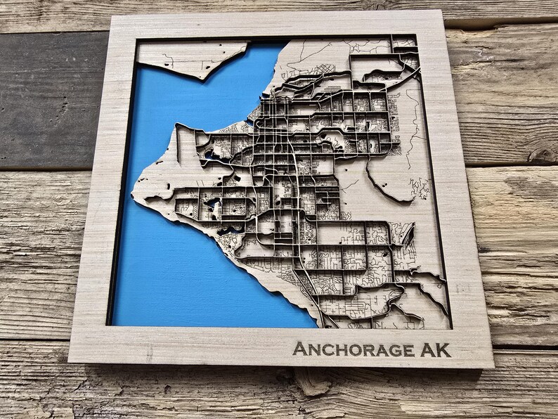 Anchorage Alaska Layered Map Svg File, Anchorage Laser Cut Map File ...