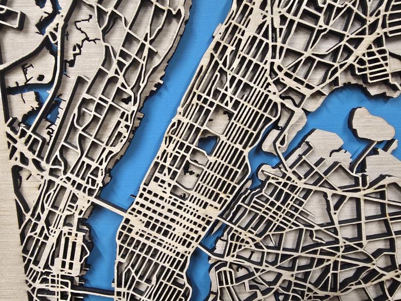 Manhattan Layered Map Svg File, City Map Svg, Laser Cut Map Svg ...
