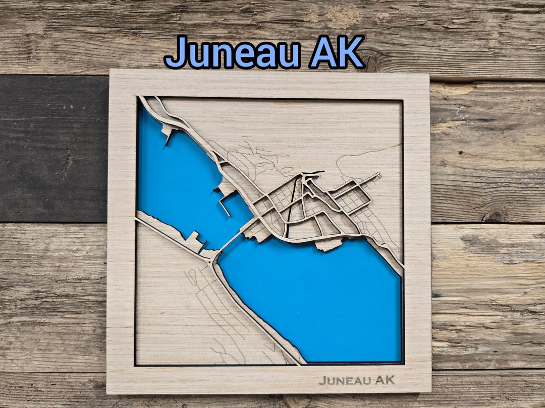 Juneau Alaska Layered Map SVG File for Laser Cutting (digital Download ...