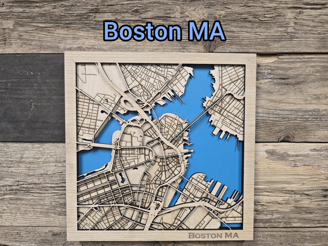 Boston Laser Cut Map SVG File: 3-layer City Design (digital Download ...