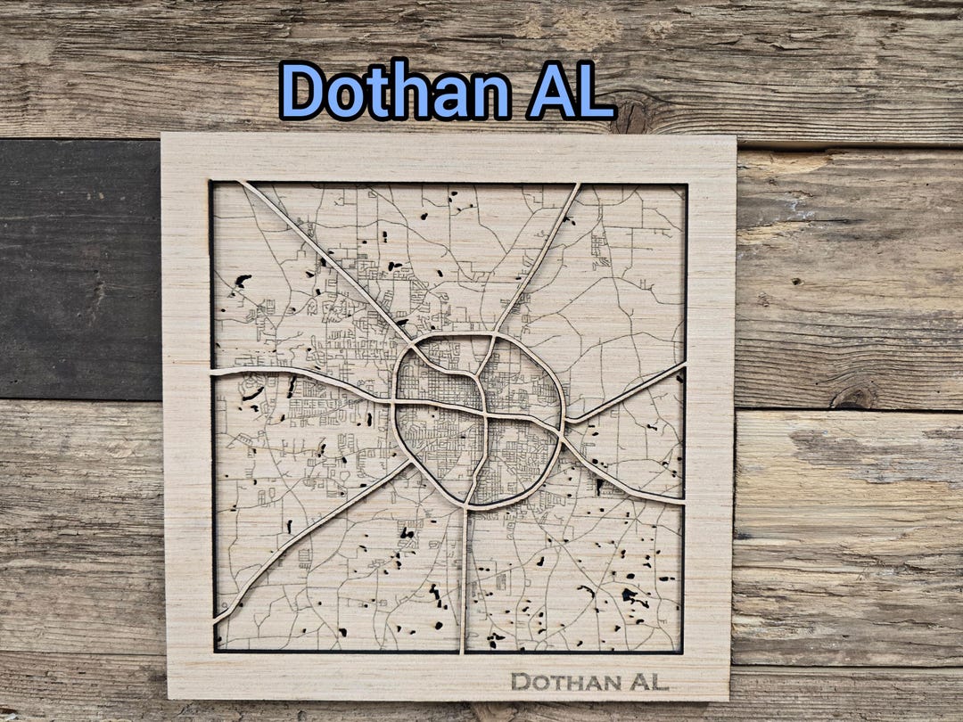 Dothan Alabama Layered Wood Map: Laser Cut 3D SVG File (digital ...