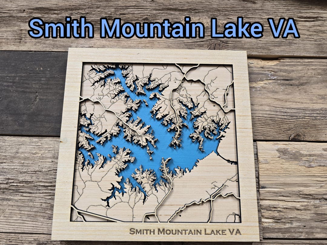 Smith Mountain Lake Map Svg File, Layered Smith Mountain Lake VA ...