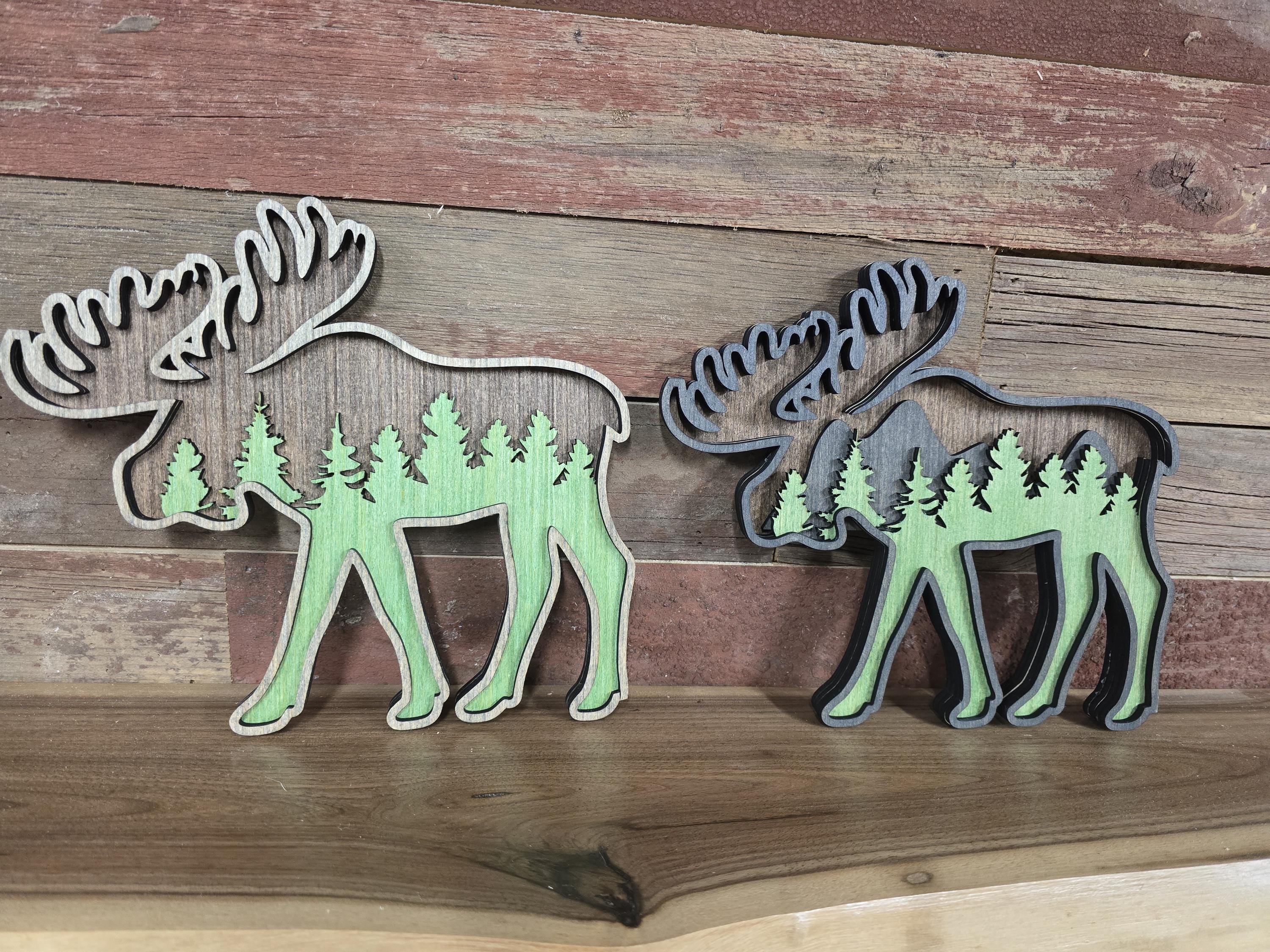 Moose Svg, Layered Moose With Mountains and Trees Svg, Moose Silhouette ...