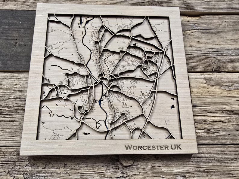 Worcester United Kingdom Layered Map SVG Laser Cutting File (digital ...
