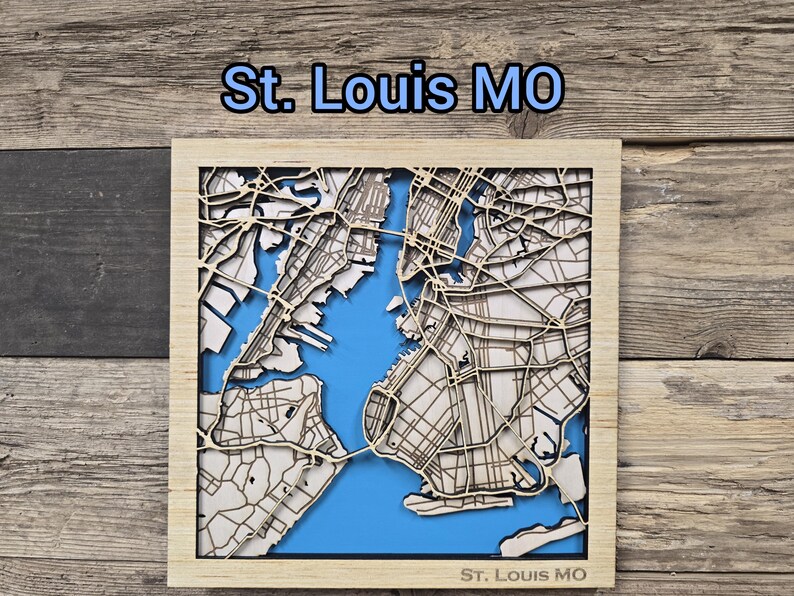 St. Louis Laser Map Svg File, 3d St. Louis Map File, Wooden City Map ...