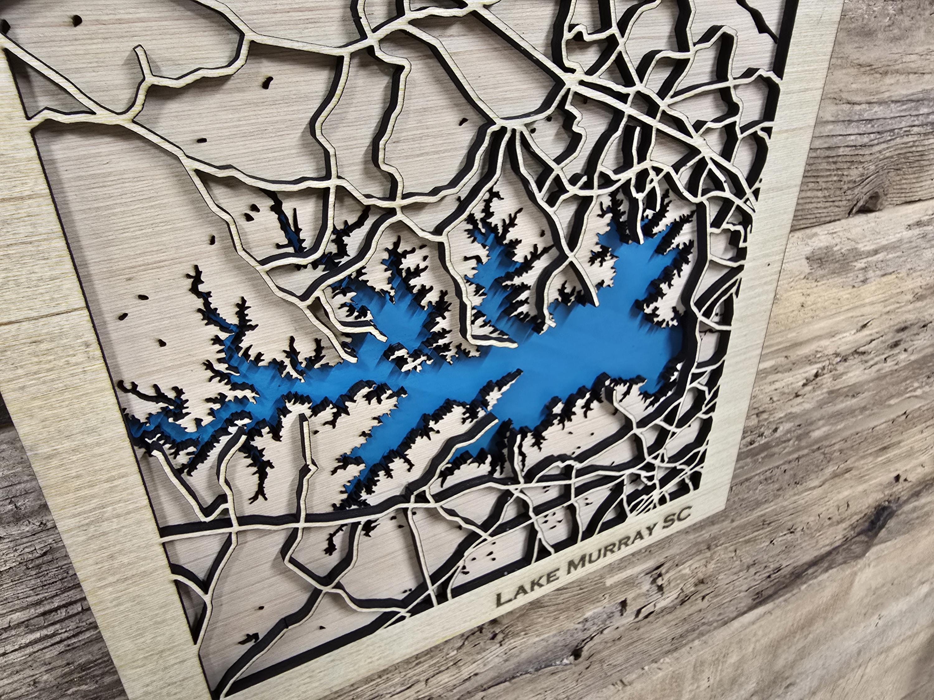 Lake Murray Map SVG: Layered Laser Cut File (digital Download) - Etsy