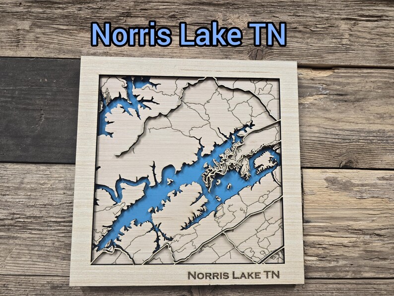 Norris Lake Map Svg File, Layered Lake Map Svg, Norris Lake TN, 3d Lake ...