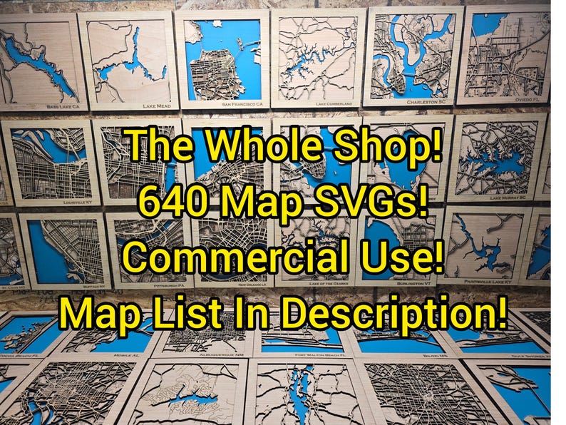 Laser Cut Map SVG Files: City & Lake Maps (digital Download) - Etsy