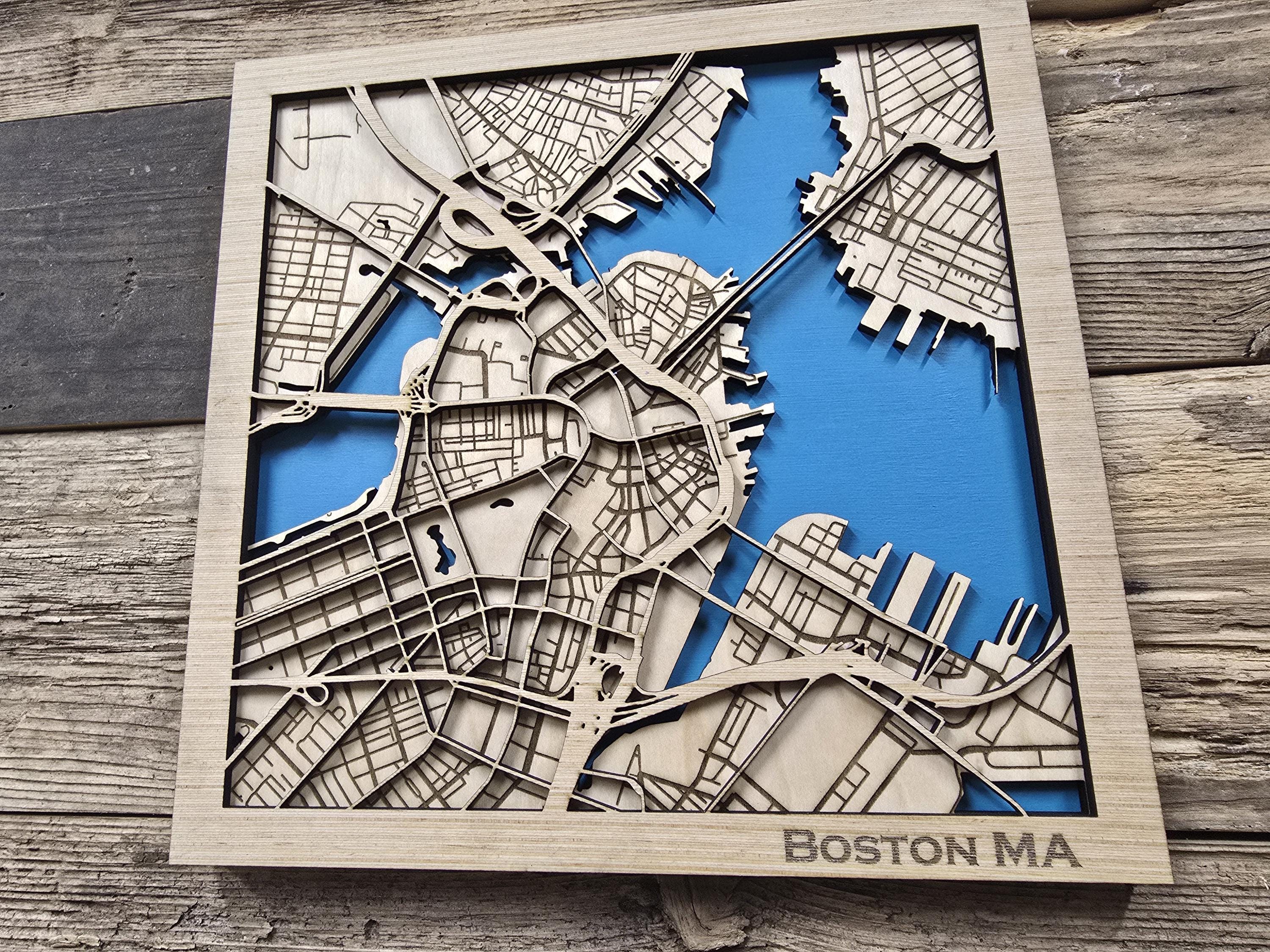 Boston Laser Cut Map SVG File: 3-layer City Design (digital Download ...