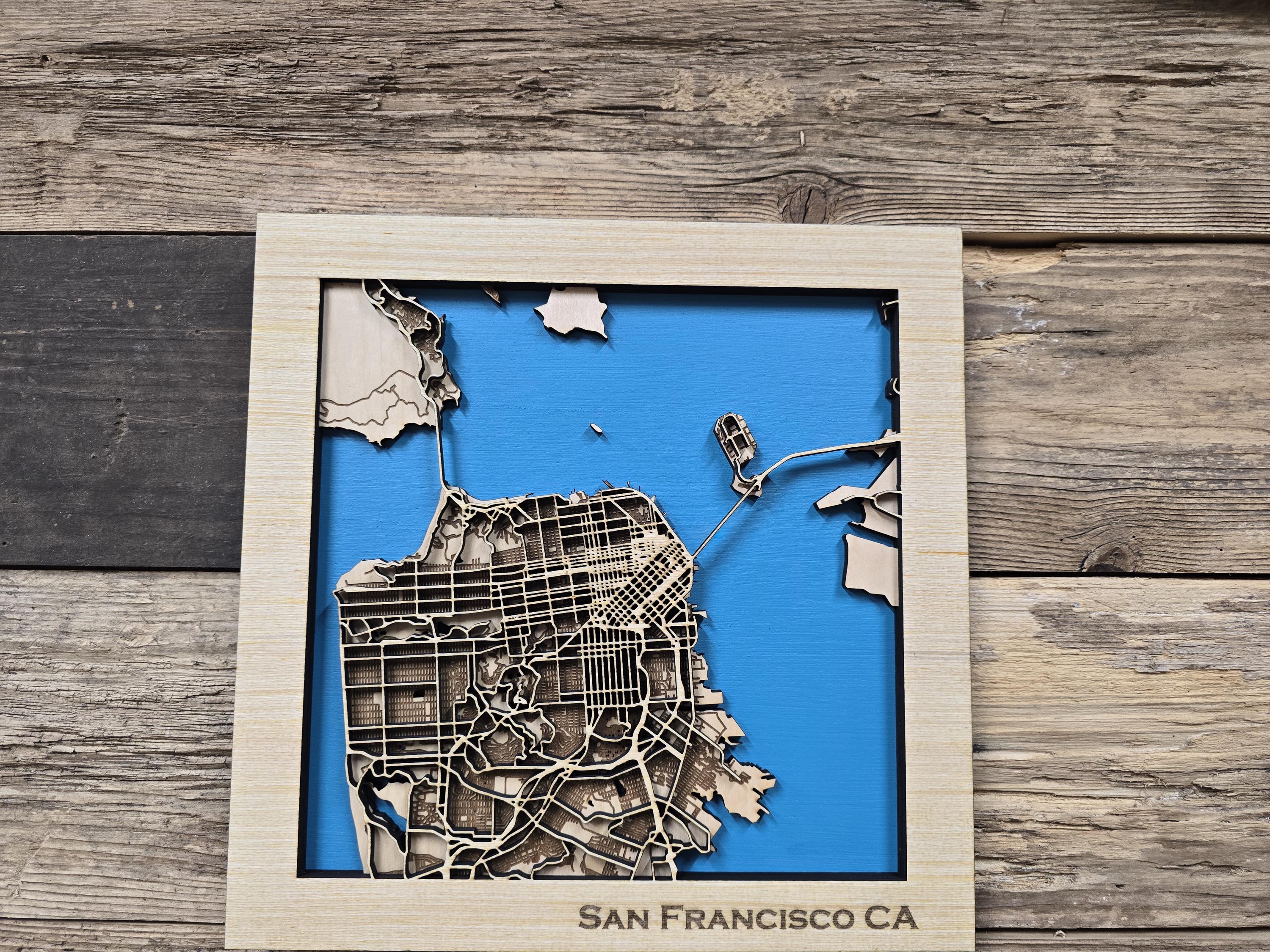 San Francisco Layered Map SVG File: Laser Cut 3D Wood Map (digital ...