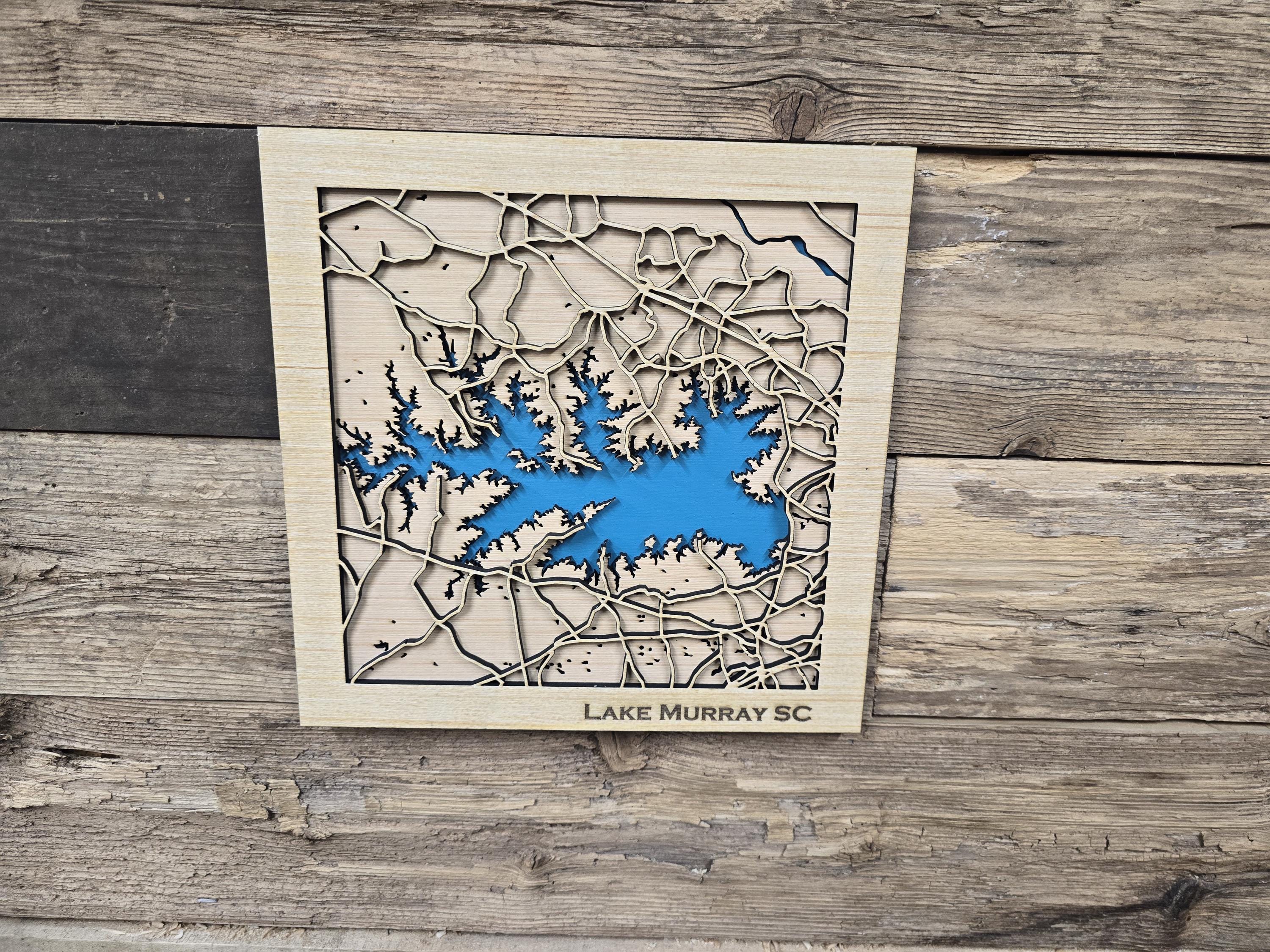 Lake Murray Map Svg File, Layered Lake Murray Map Svg, 3d Layered Lake ...