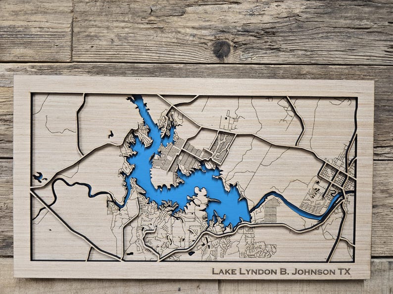 Lake Lyndon B. Johnson Layered Map SVG Cutting File (digital Download ...