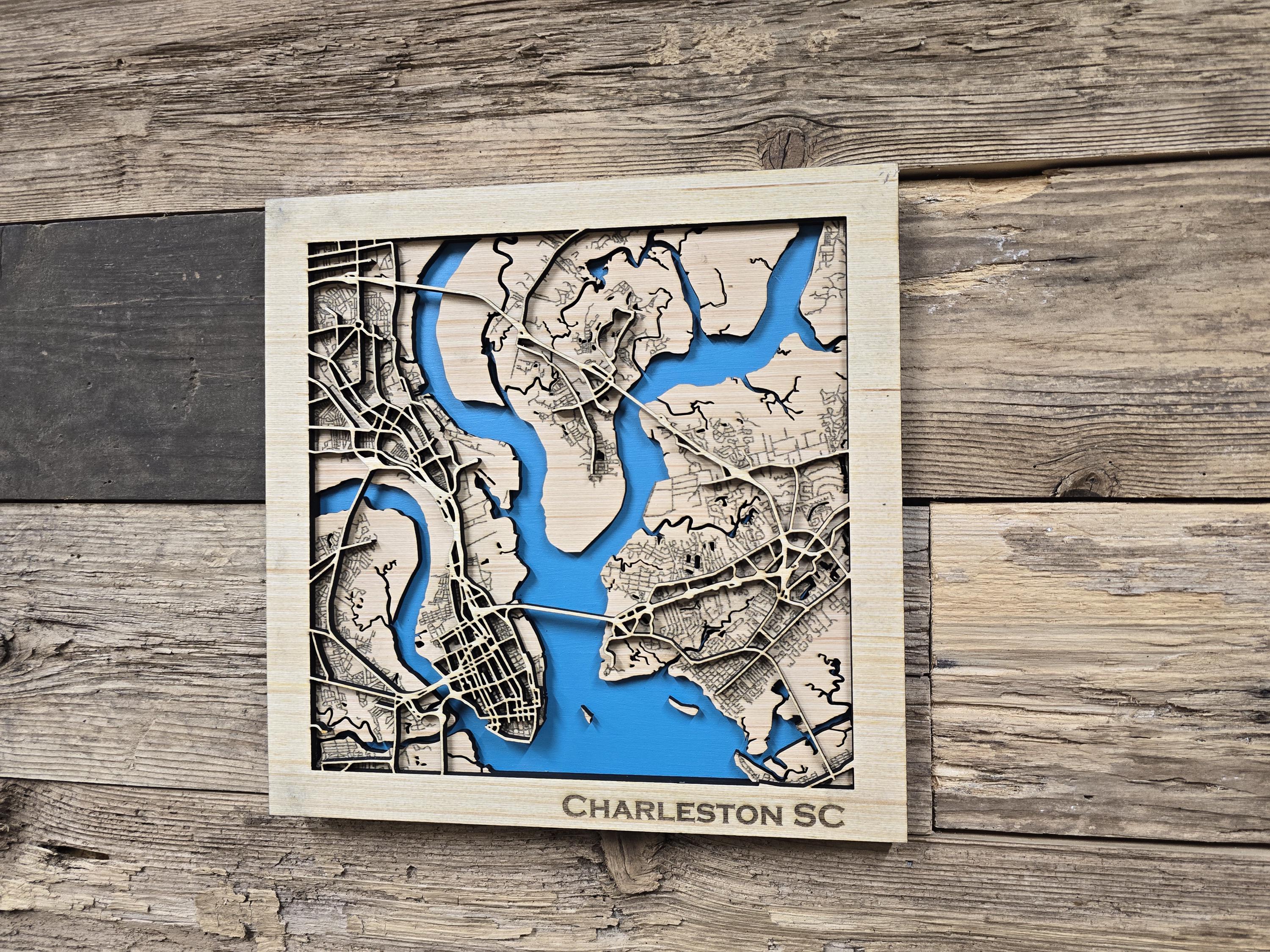 Charleston South Carolina 3D Wood Map SVG File (digital Download) - Etsy