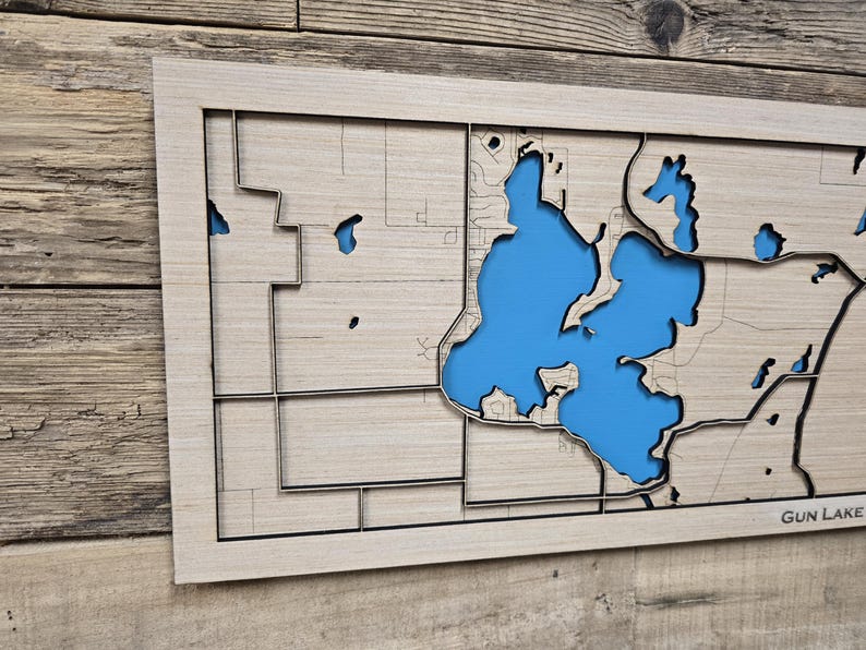 Gun Lake Michigan Layered Wood Map SVG Cutting File (digital Download ...
